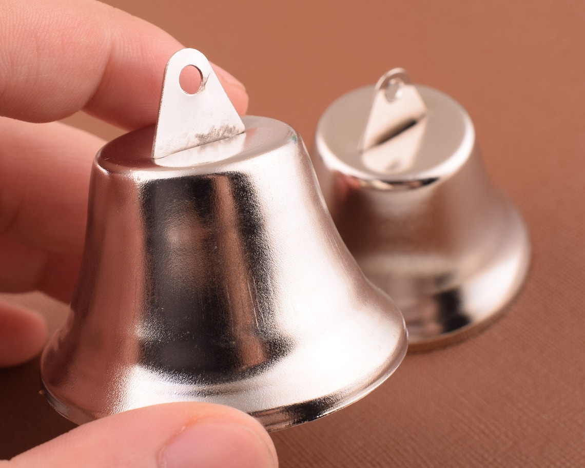 Large Bell Shape Jingle Bells Silver Bell Charms Christmas Holiday Bell ...