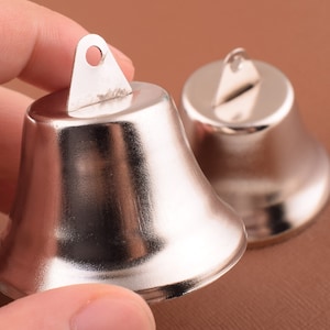 Large Bell Shape Jingle Bells Silver Bell Charms Christmas Holiday Bell ...