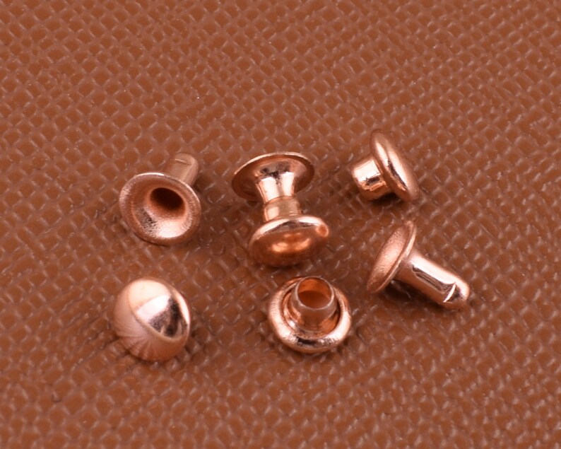 Round Rivet,200 Sets Mini Rose Gold Rivets Studs Metal Rapid Rivets, 4 ...
