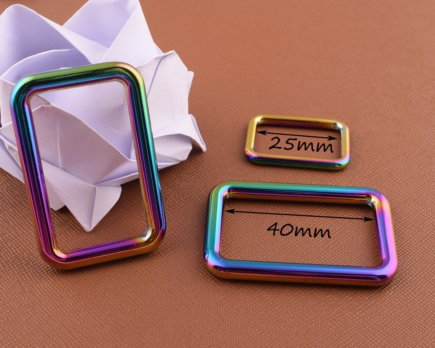 Rainbow Rectangle Rings Square Buckles metal Square | Etsy