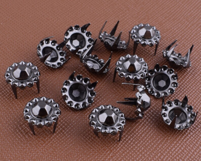Black Round Prongs Studs Decorative Flower Rivet,10mm Small Claws Rivet ...