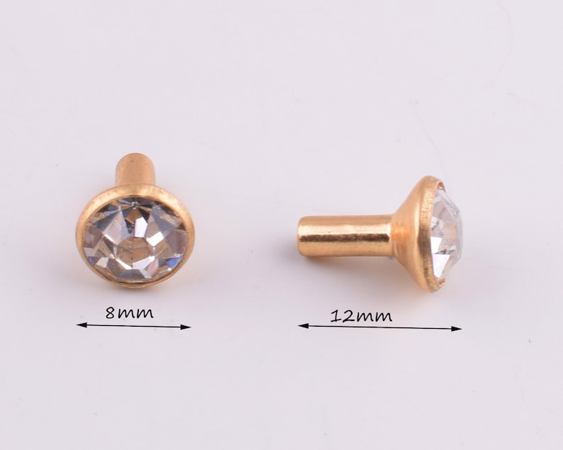 Clear Rhinestone Rivet Studs,8mm Single Cap Crystal Rivets,brass Rivets ...