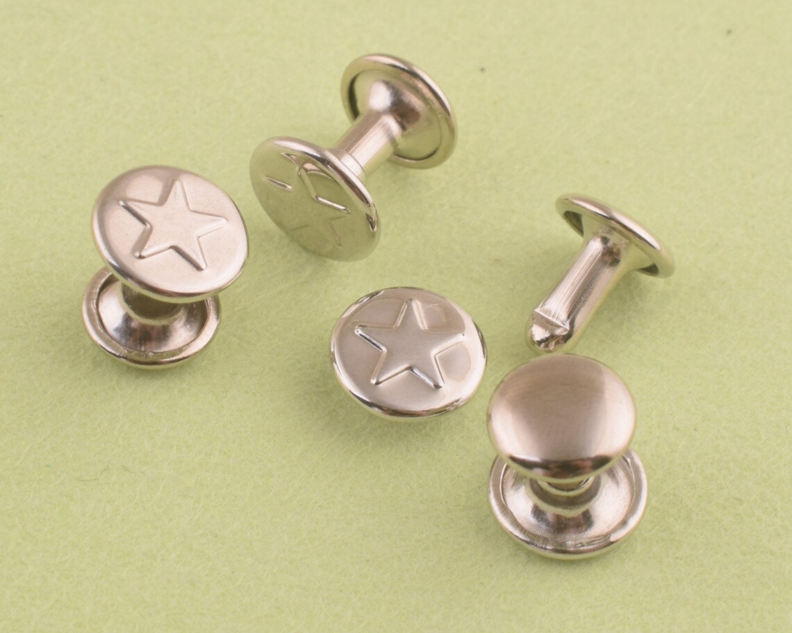 Double Cap Rivets Silver Pattern star Rivets Metal | Etsy