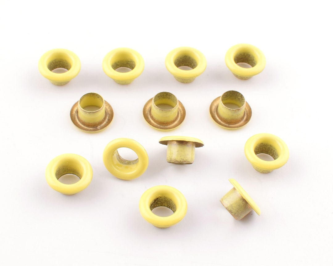 Yellow Eyelets,4mm Hole Metal Brass Grommets Eyelets for Canvas Leather ...