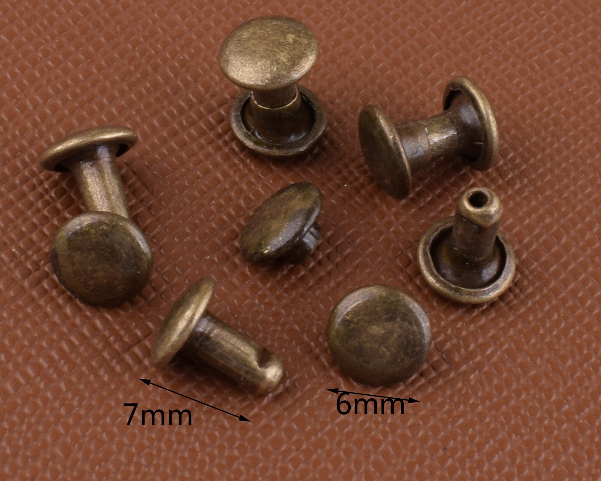 Double Cap Round Rivets,200 Sets 6mm/7 Mm Black/bronze/silver/rose Gold ...