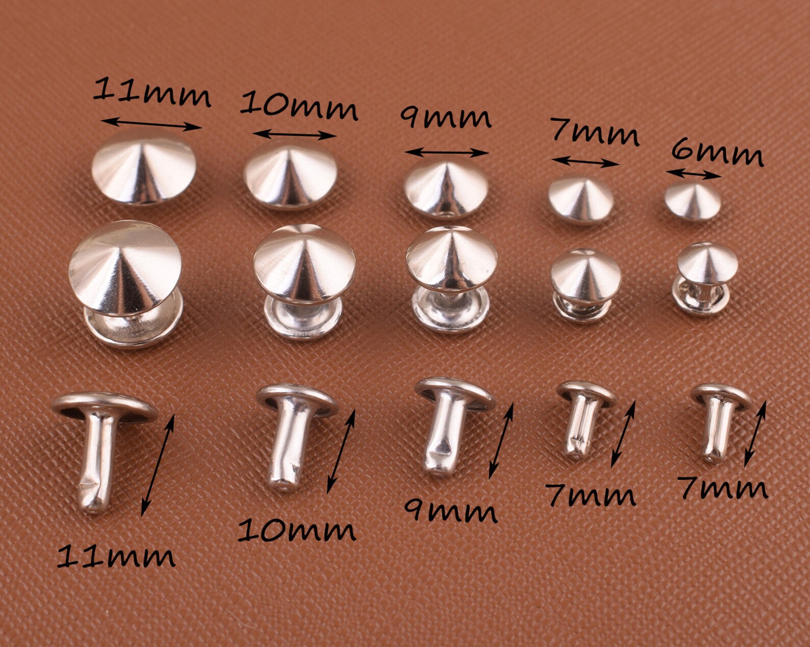 Cone Silver Rivets Double Cap Rivets Leather Rapidrivet for - Etsy