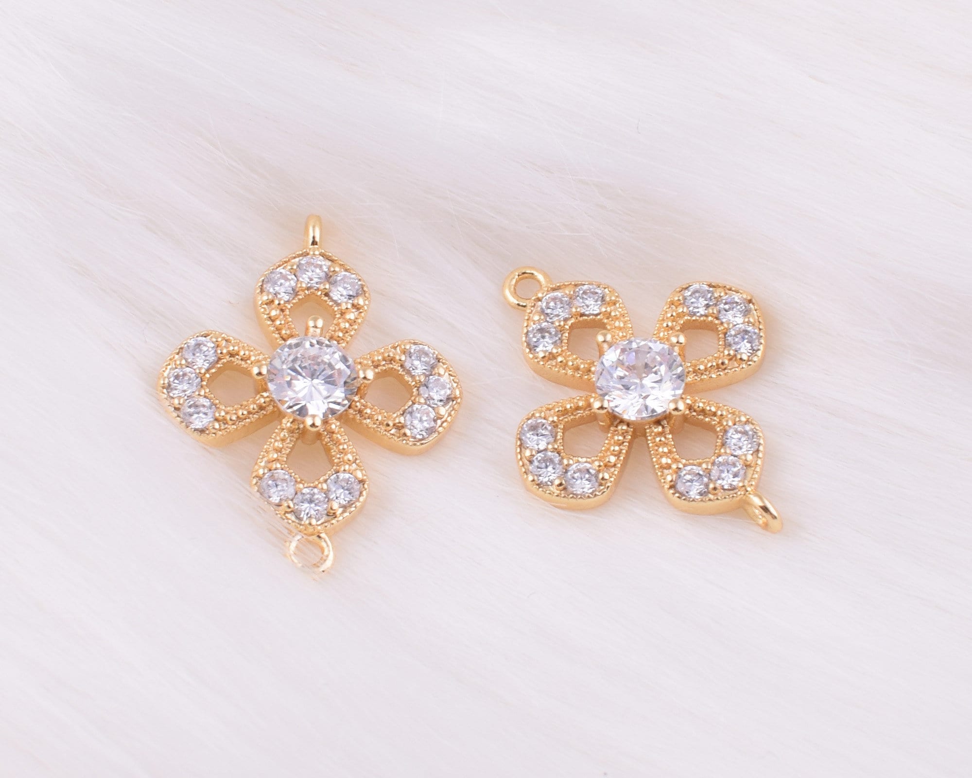 Flower CZ Charm Connectorgold Plated Rhinestone - Etsy