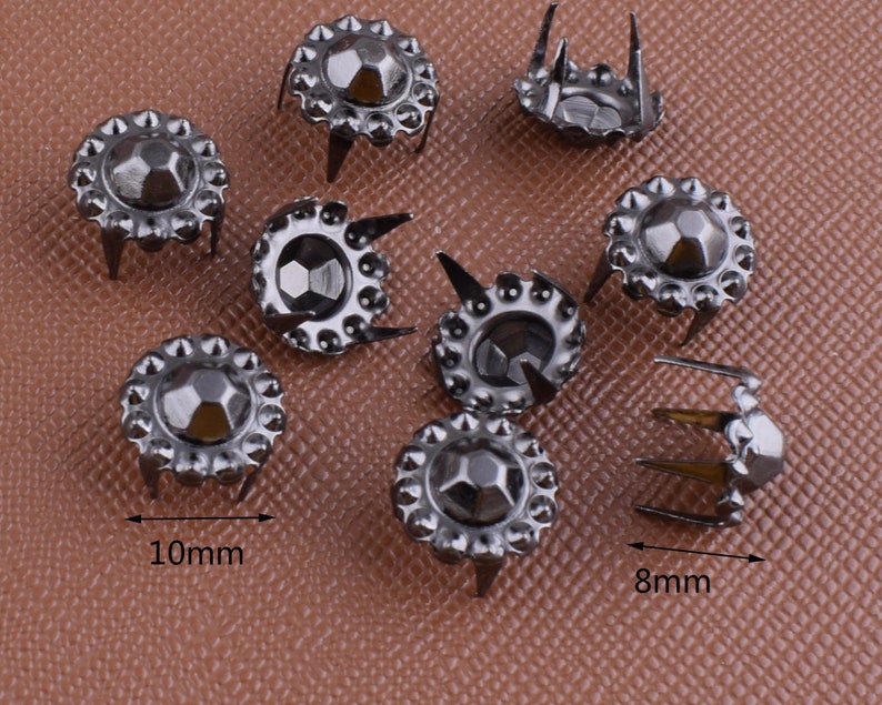 Black Round Prongs Studs Decorative Flower Rivet,10mm Small Claws Rivet ...