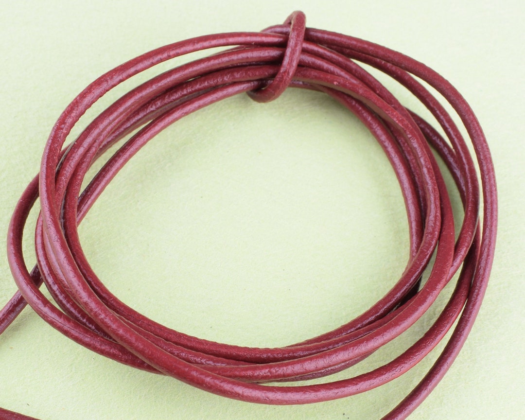 2mm Wine Red Round Leather Cord,natural Cowhide Leather Beading String ...