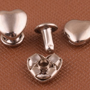 Heart Shaped Rivet Silver Rivets Double Cap Rivets Rivet Studs | Etsy