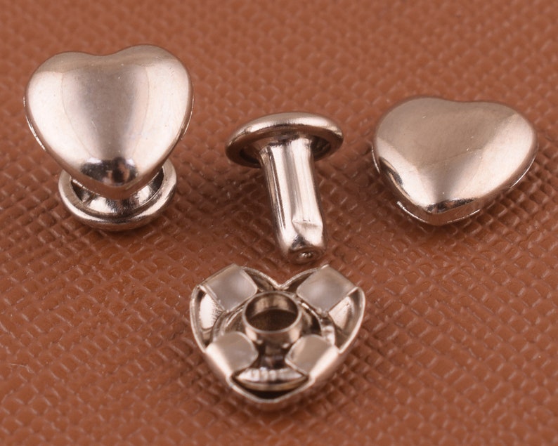 Heart Shaped Rivet Silver Rivets Double Cap Rivets Rivet Studs | Etsy