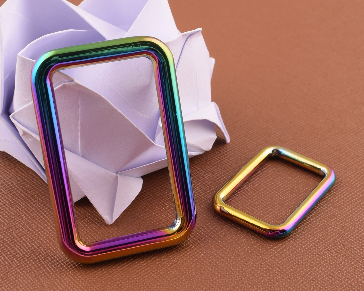 Rainbow Rectangle Rings Square Buckles metal Square | Etsy