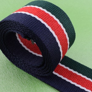 Nylon Stripes Webbing,1.5 Inch (38mm) Woven Tape Dark Blue Red and ...