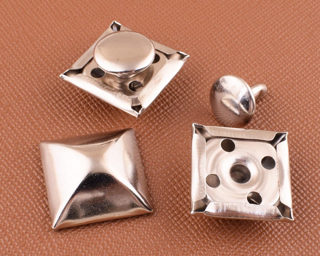 Rivet,20 Sets Silver Square Rivet Double Cap Rivets Metal Rivet Studs ...