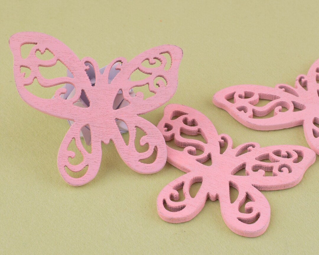 6 Pcs 50 Mm Perfect Laser Cut Butterfly,pink Wood Butterfly,wood ...