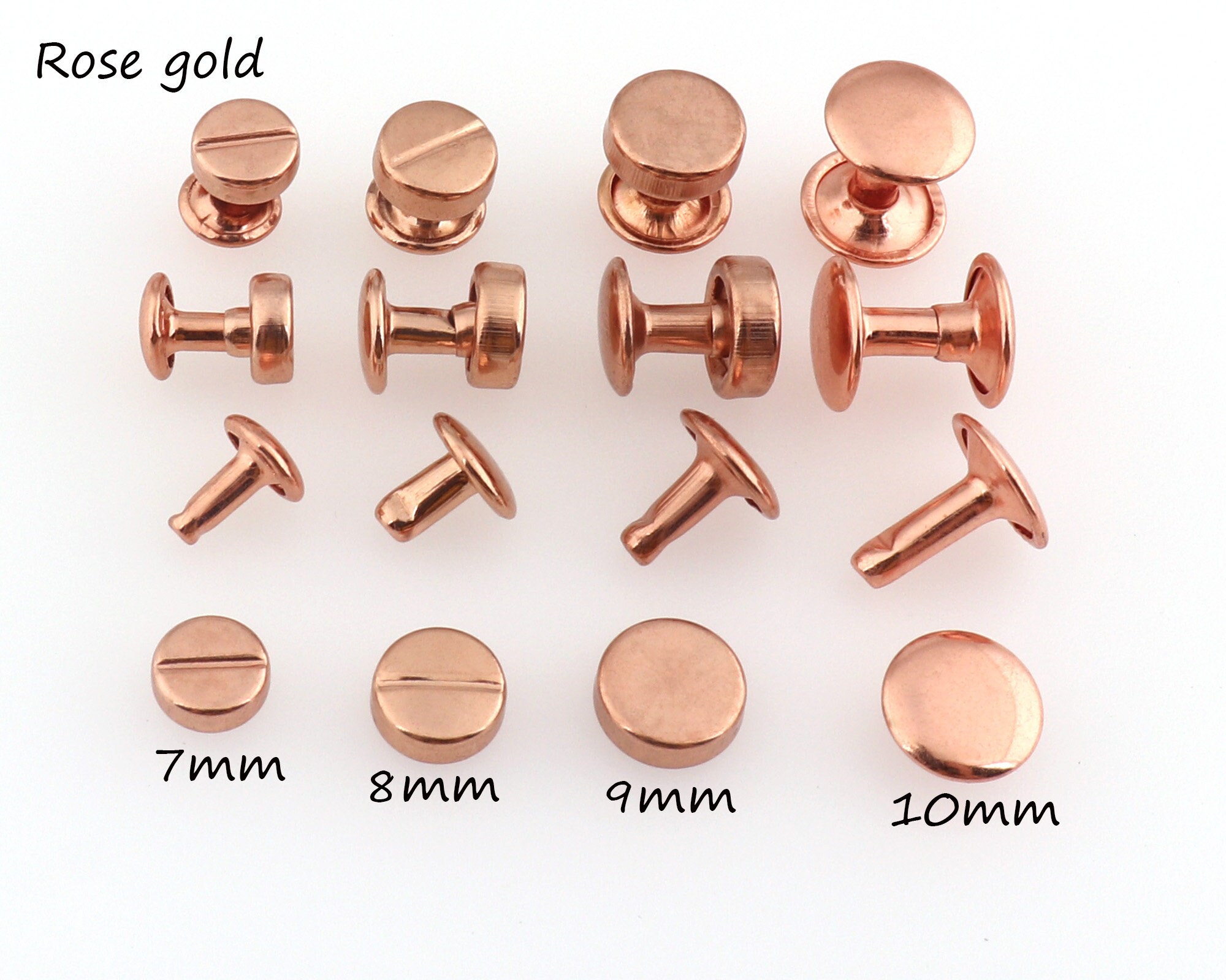 Rose Gold/gold Rivet Studsdouble Cap Round Rivets7mm 8mm 9mm | Etsy