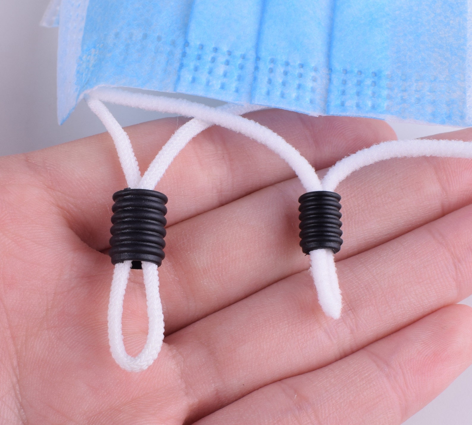 Elastic Cord Stopper,face Mask Rope Silicone Clip,small and Large Black ...