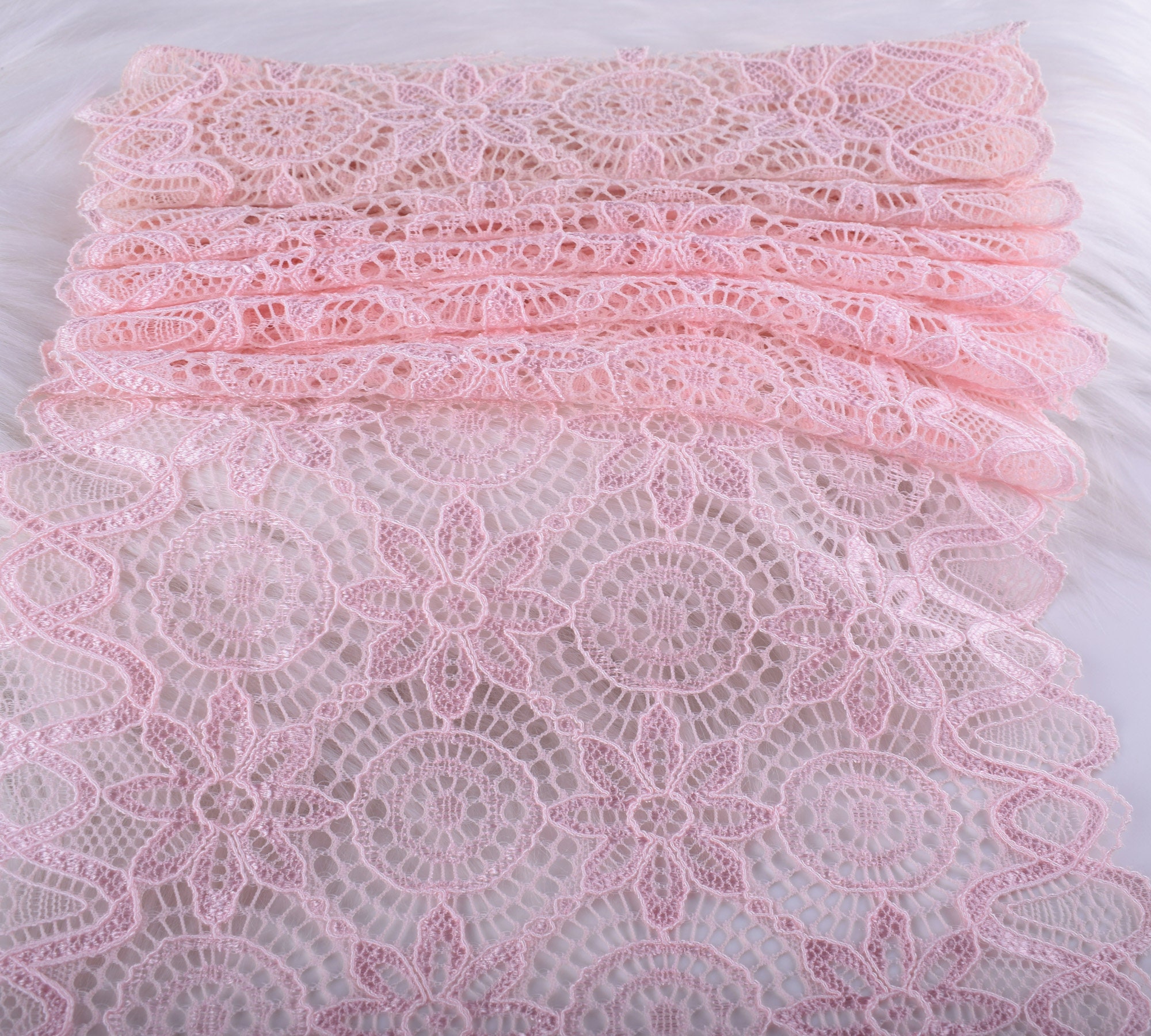 Lace Trim Ribbon8'' width Pink Elastic Smooth soft | Etsy