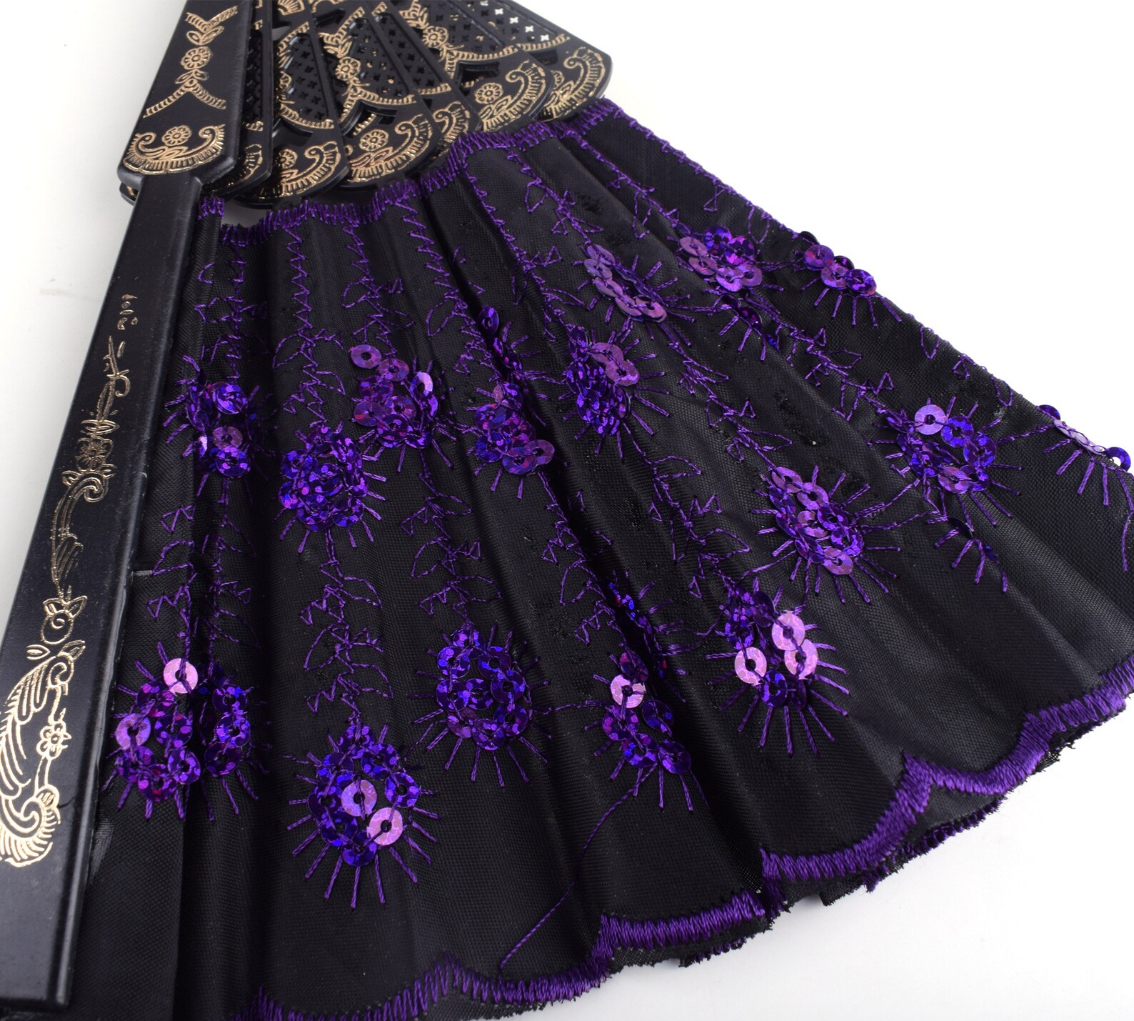 Hand Fanschinese Silk Fans9 Inch Length Purple Black Charm | Etsy