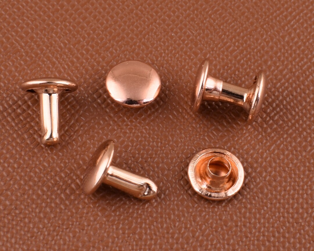 100 Sets Rose Gold Rivets Studs Metal Rapid Rivets, 7*8mm Round Rivet ...