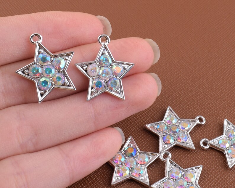 Star Shape Charms Pendant Beads,colorful Rhinestone Pendant,wholesale ...