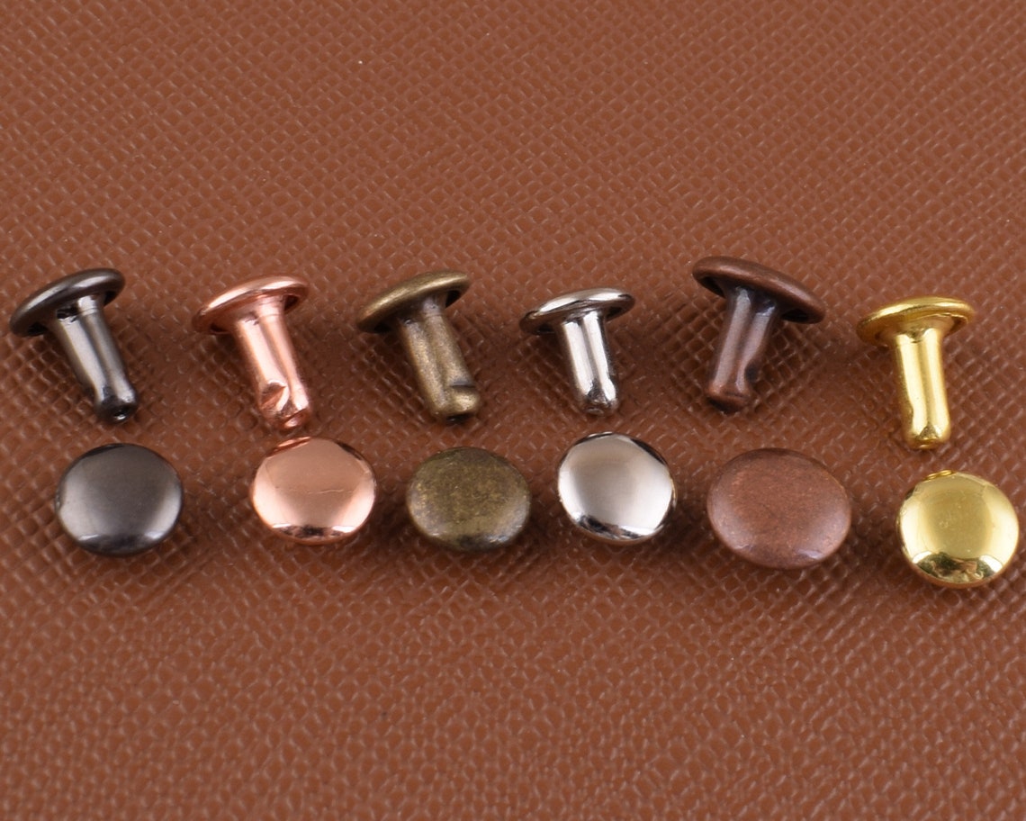 Double Cap Round Rivets,200 Sets 6mm/7 Mm Black/bronze/silver/rose Gold ...