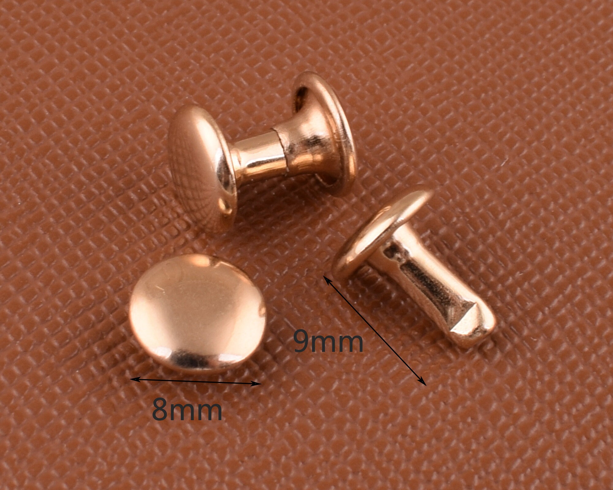 100 Sets Light Gold Rivets Studs Metal Rivets 8mm9mm Round - Etsy