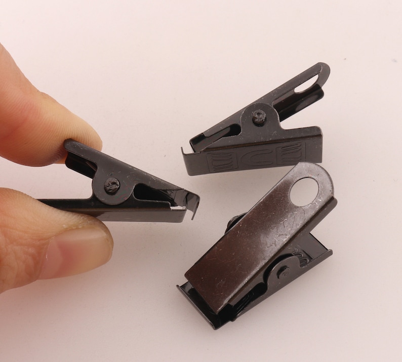 Metal Badge Clips Gunmetal Alligator Clips Name Tag Holder ID - Etsy
