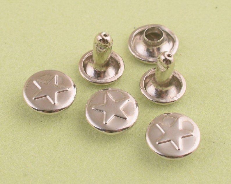 Double Cap Rivets Silver Pattern star Rivets Metal - Etsy