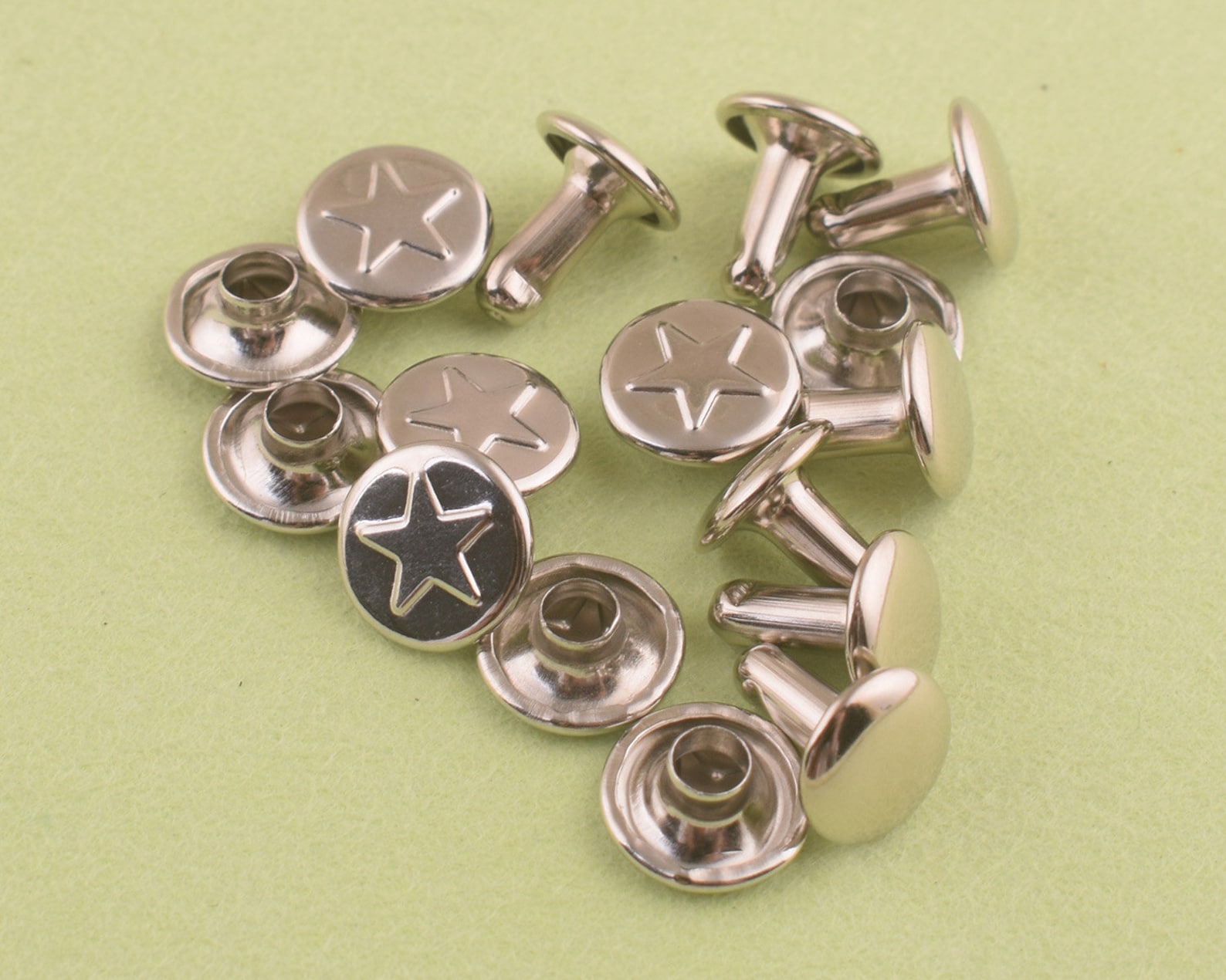 Double Cap Rivets Silver Pattern star Rivets Metal | Etsy