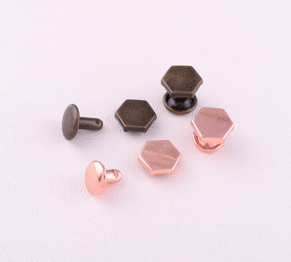 Metal 9mm Rapid Rivets Studs Hexagon Double Cap Rivets Rose - Etsy