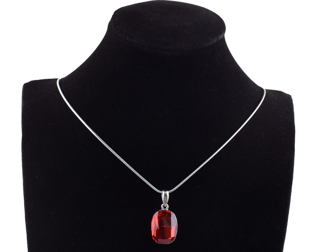 Ruby Red Necklace,17'' Minimalist Jewelry,red Crystal,simple Sparkly ...