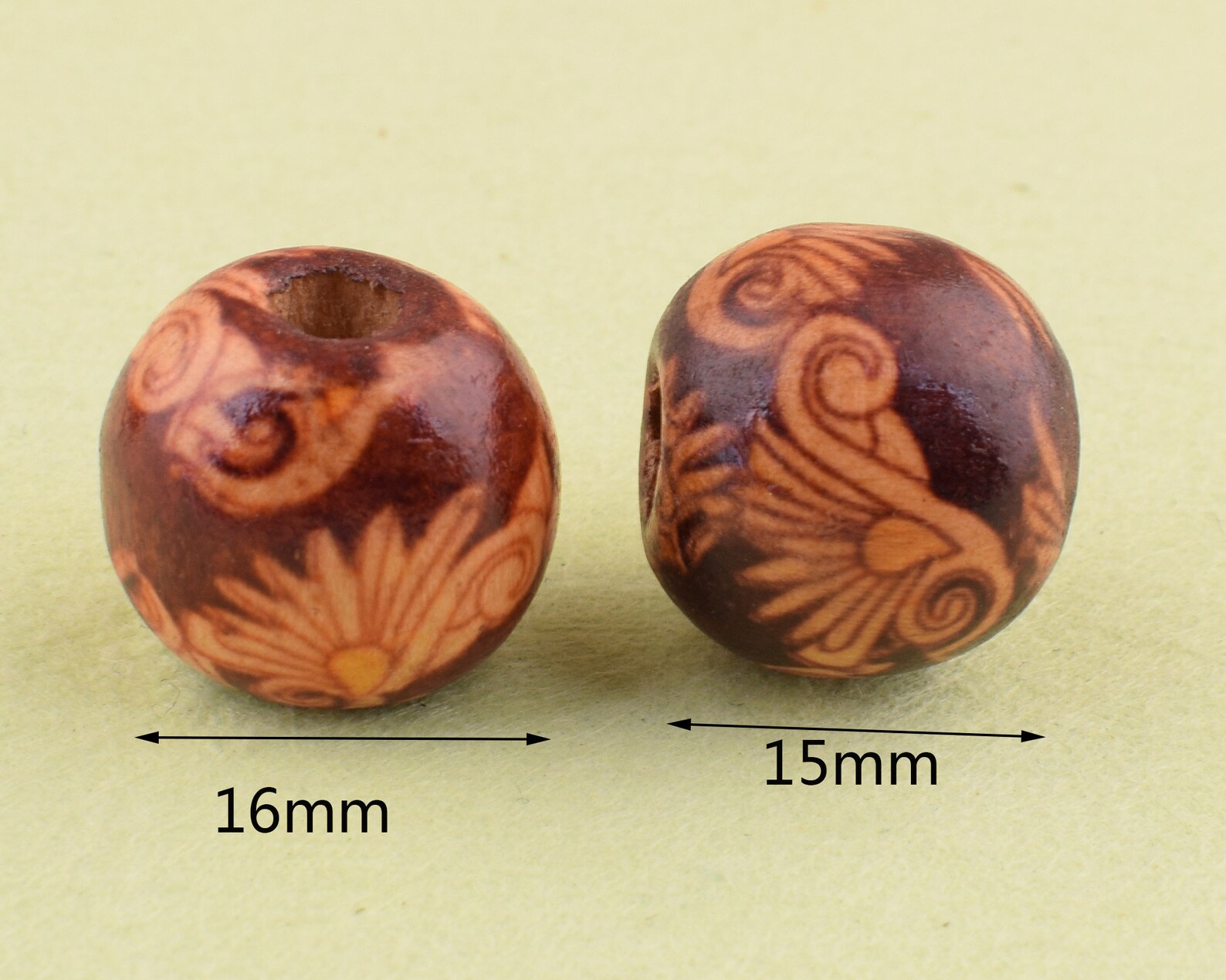 Ethnic Wood Beads,16mm Large Hole Wooden Round Wood Beads,flower ...