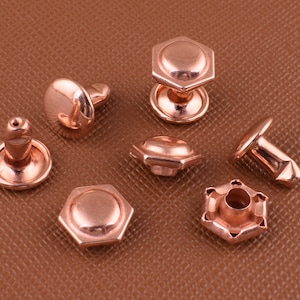 Rose Gold Rivet,8*9 Mm Metal Decorative Round Rivet,hexagonal Rivet ...