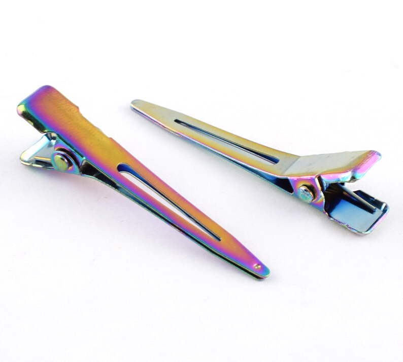 Rainbow Alligator Clips,45mm Hair Pinch Clips Surface Blank Hairpin ...