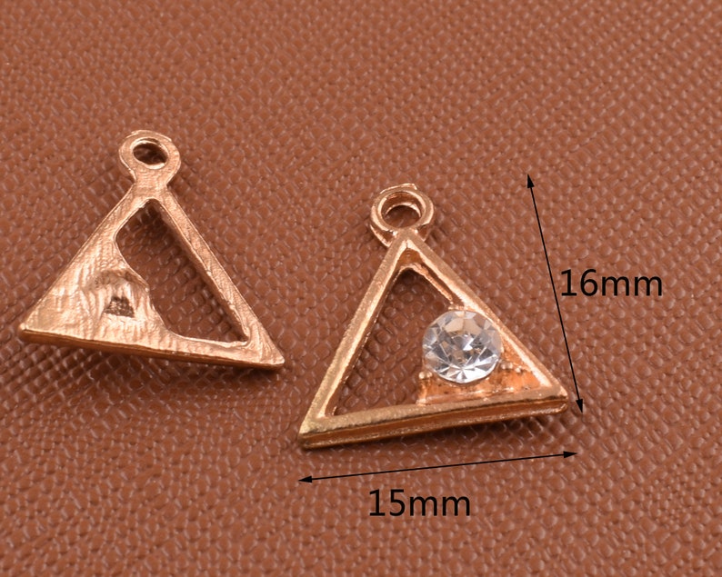 Triangle Rhinestone Charm Pendants Beadsgold Necklaces - Etsy