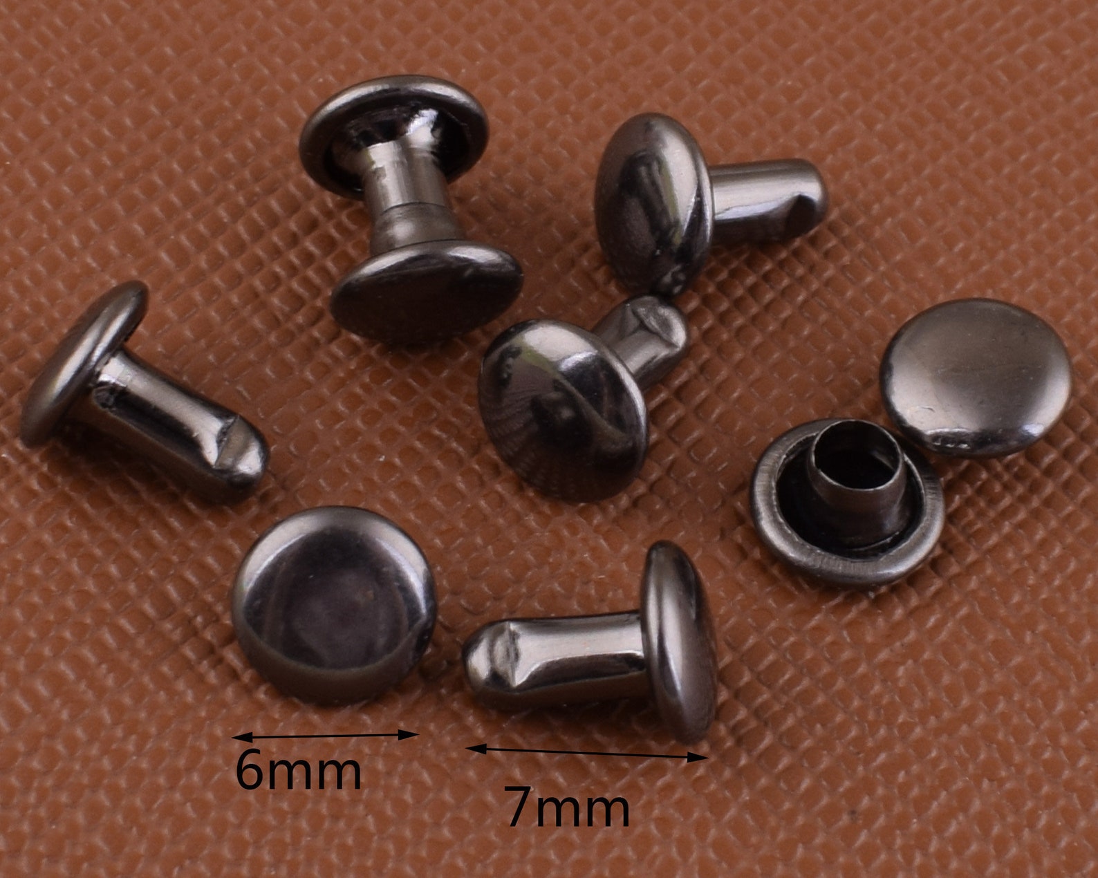 Double Cap Round Rivets,200 Sets 6mm/7 Mm Black/bronze/silver/rose Gold ...