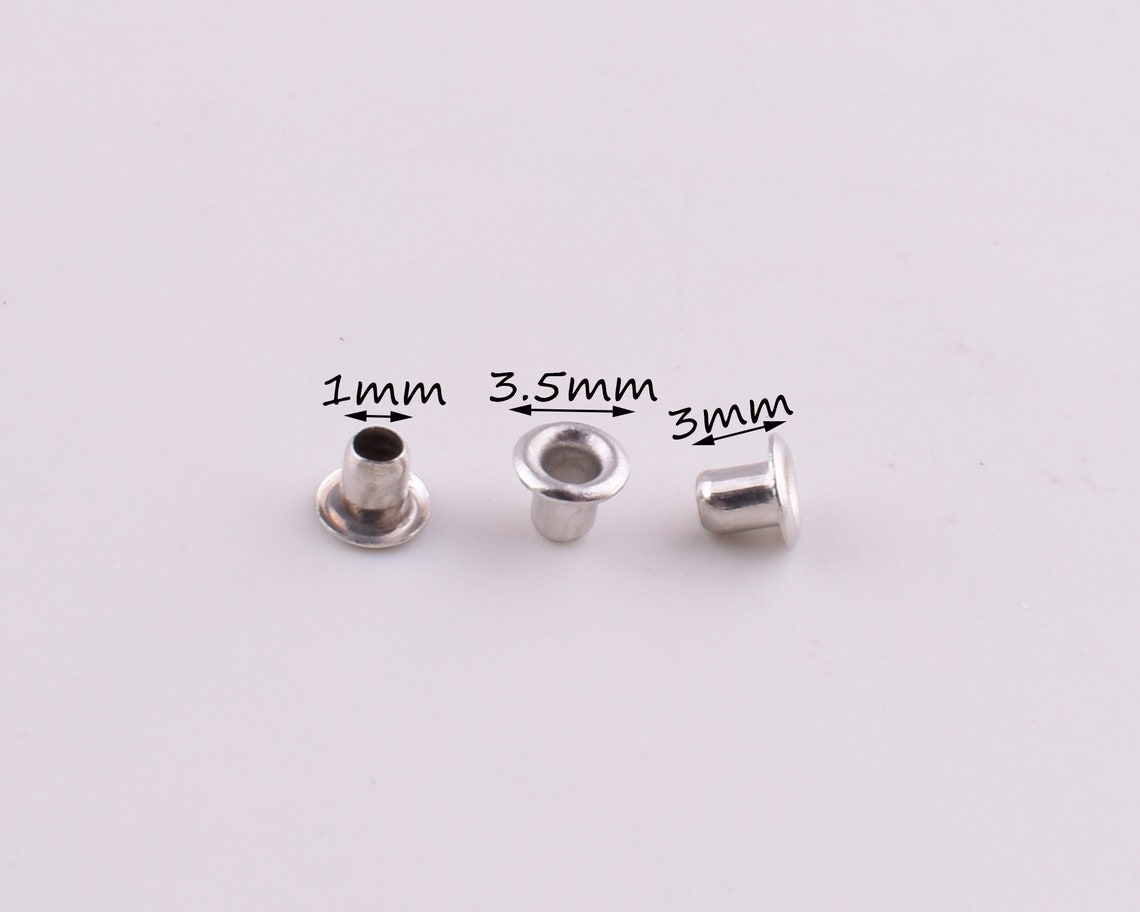 Mini Eyelet Grommet,1mm Hole Brass Metal Grommets Eyelets Small Silver ...