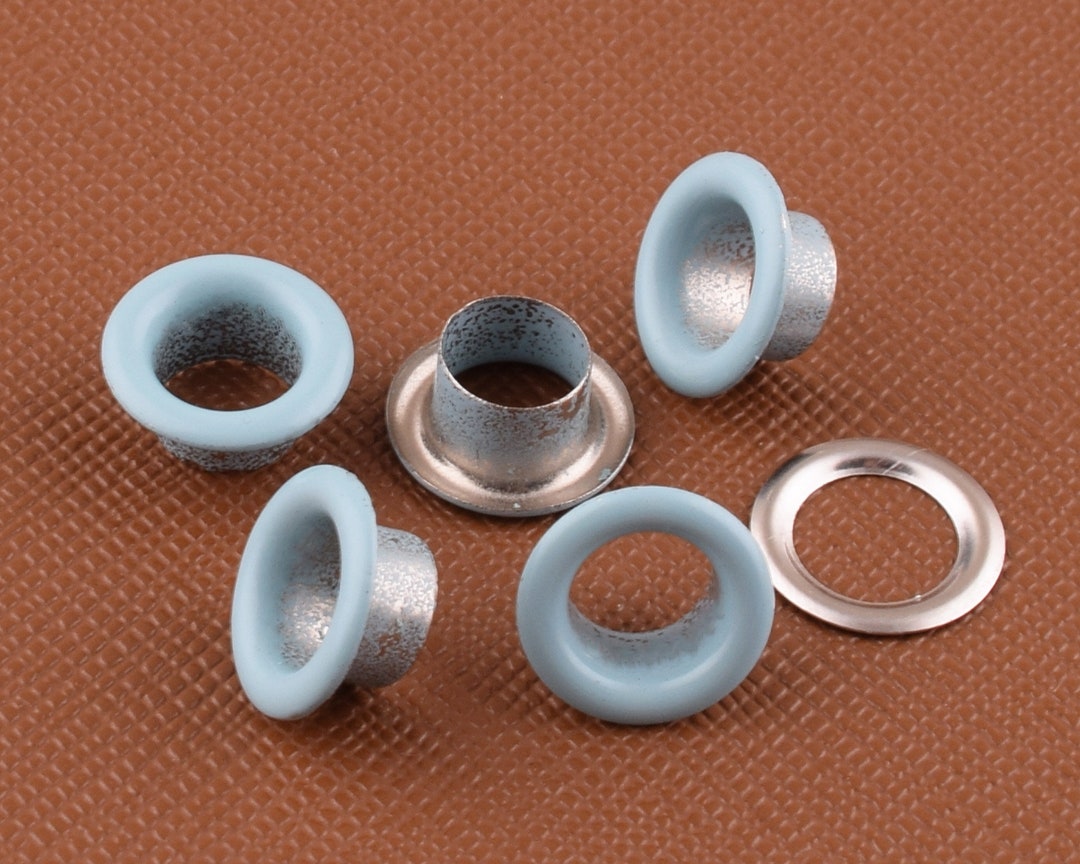 100set Blue Eyelets With Washer,5mm Grommets Metal Round Eyelets,great ...