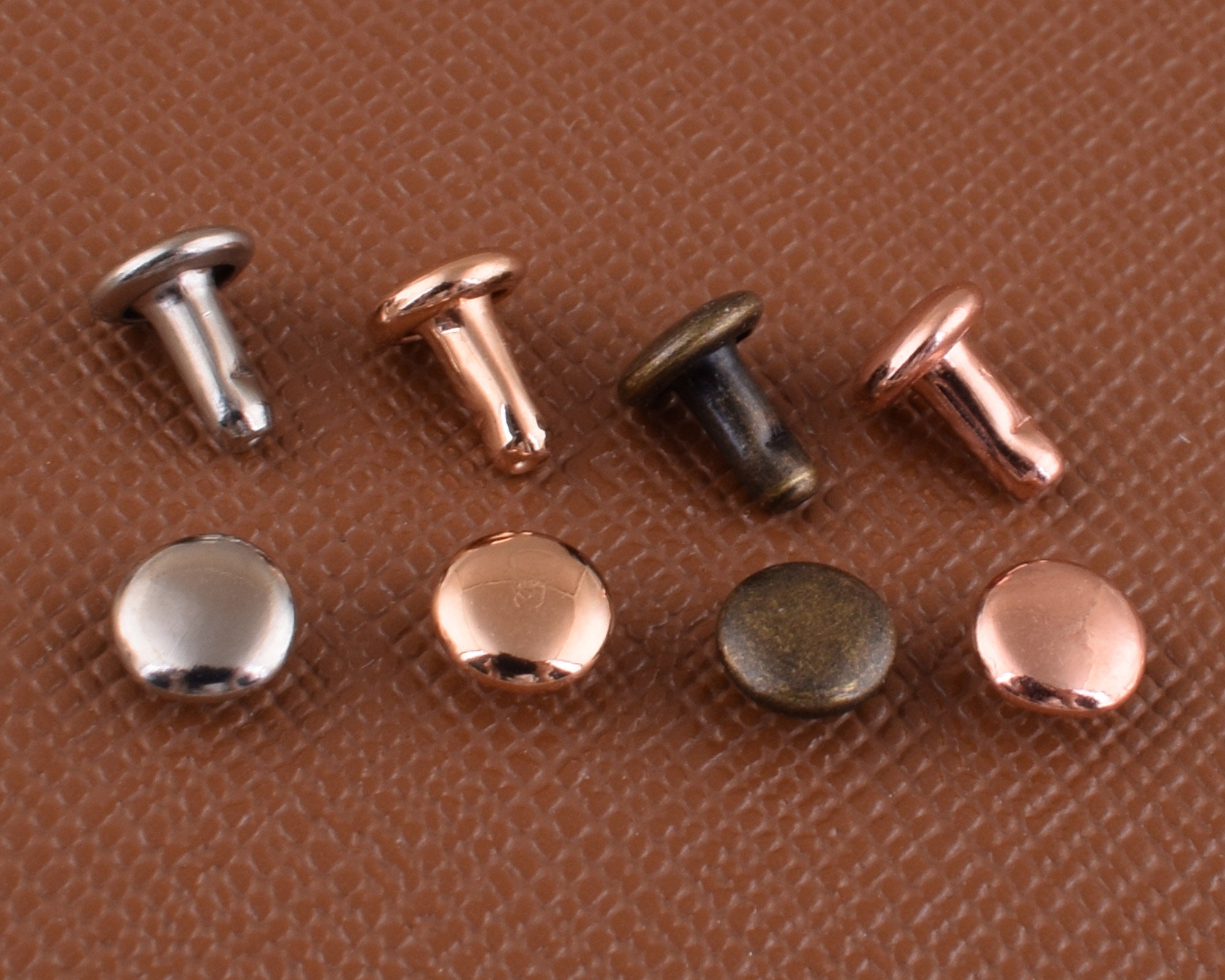 Remaches redondos de doble tapa, 5 * 6 mm Bronce / plata / oro rosa ...