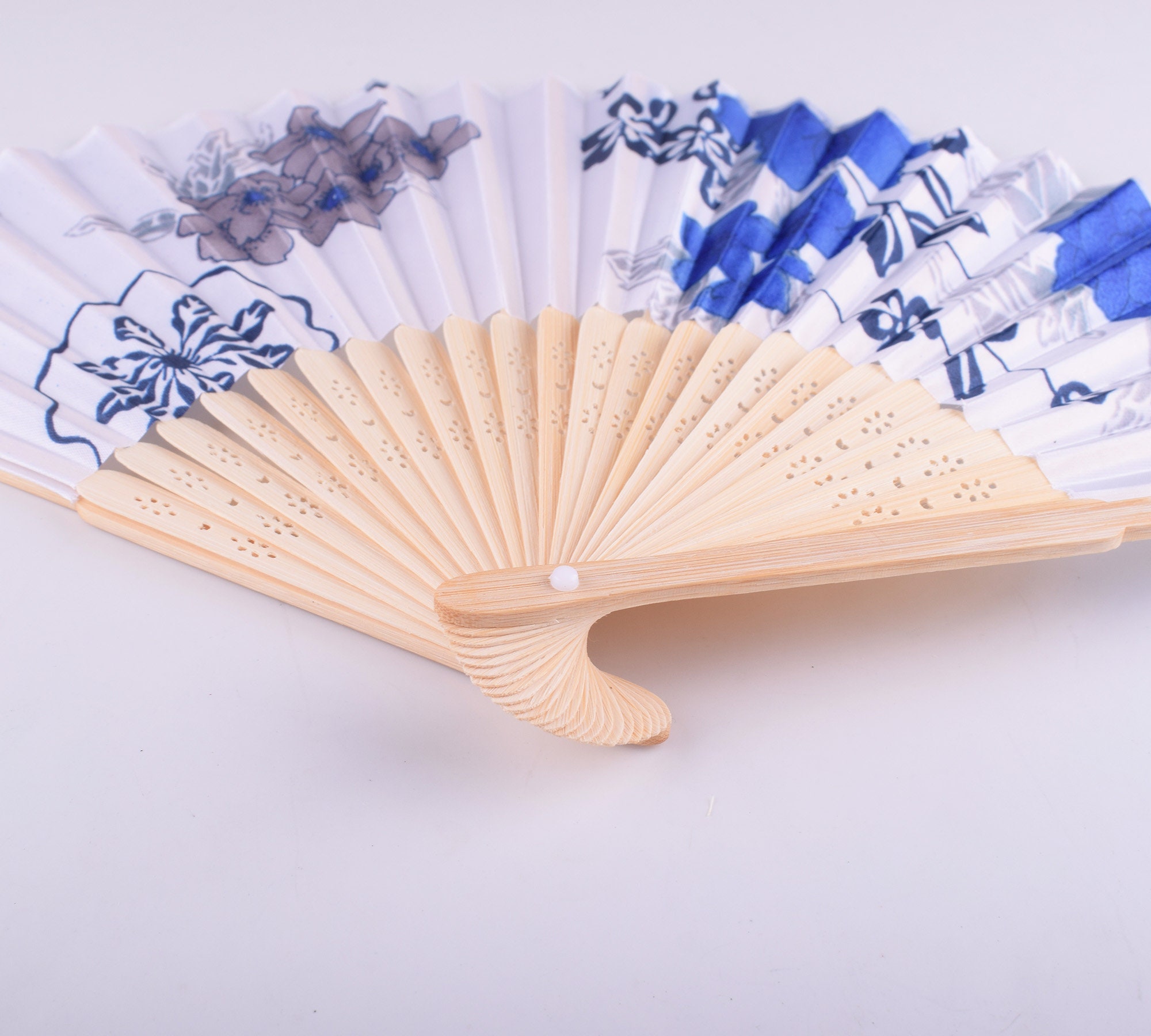 Hand Fans Chinese Silk Fans Blue and White Porcelain Style - Etsy