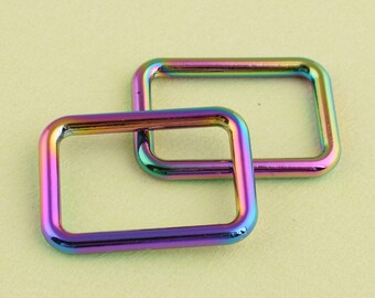 Rainbow Rectangle Rings Square Buckles Metal Square | Etsy