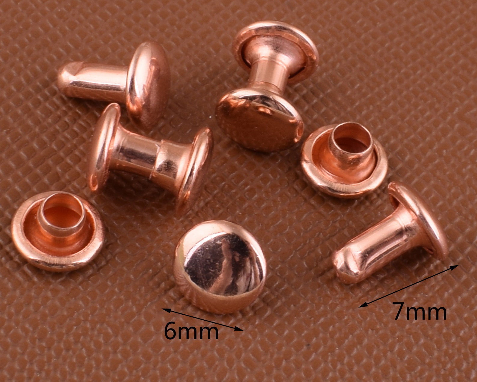 Double Cap Round Rivets,200 Sets 6mm/7 Mm Black/bronze/silver/rose Gold ...