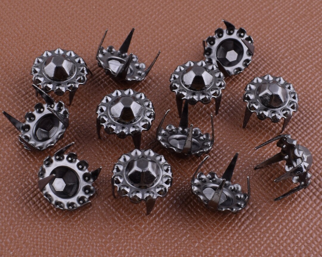 Black Round Prongs Studs Decorative Flower Rivet,10mm Small Claws Rivet ...