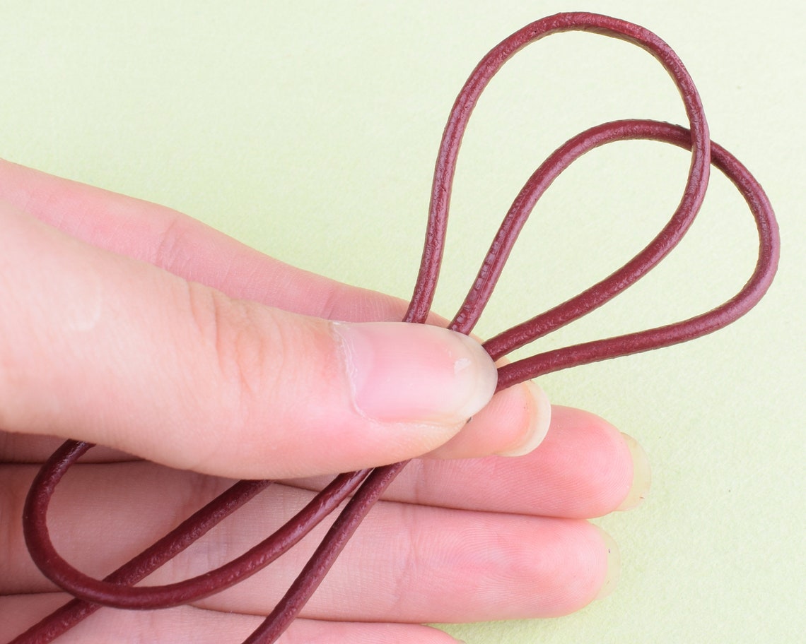 2mm Wine Red Round Leather Cord,natural Cowhide Leather Beading String ...