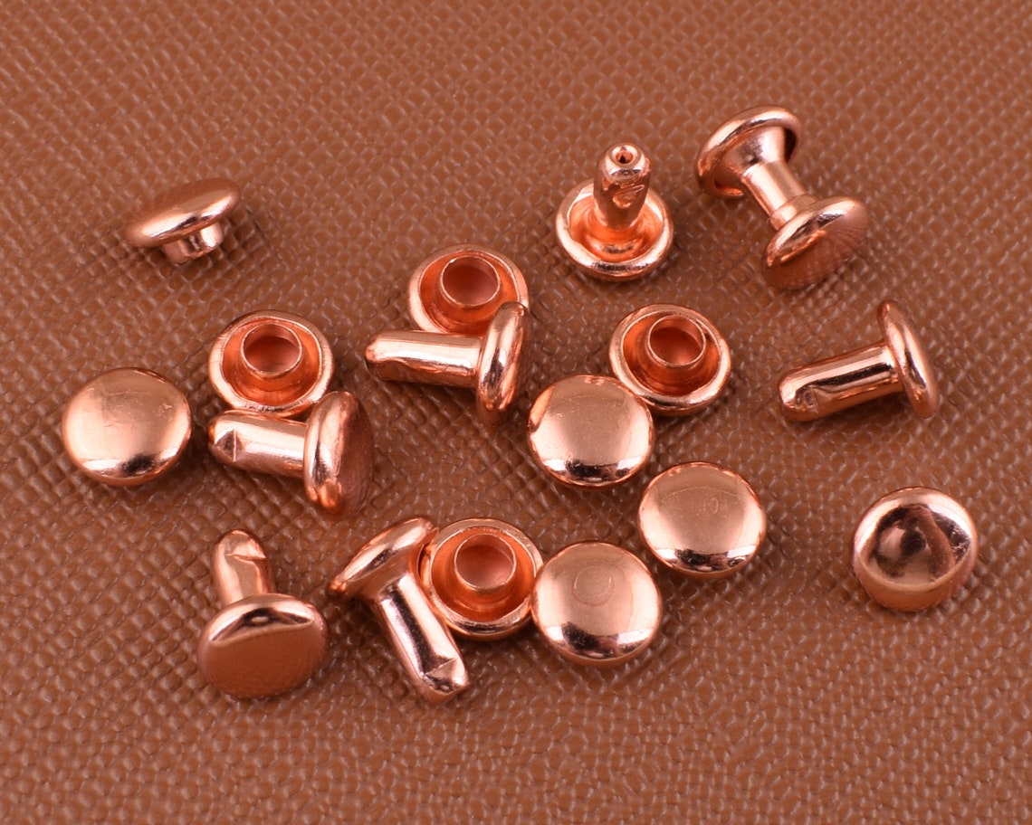Round Rivet100 Sets Rose Gold Rivets Studs Metal Rapid | Etsy