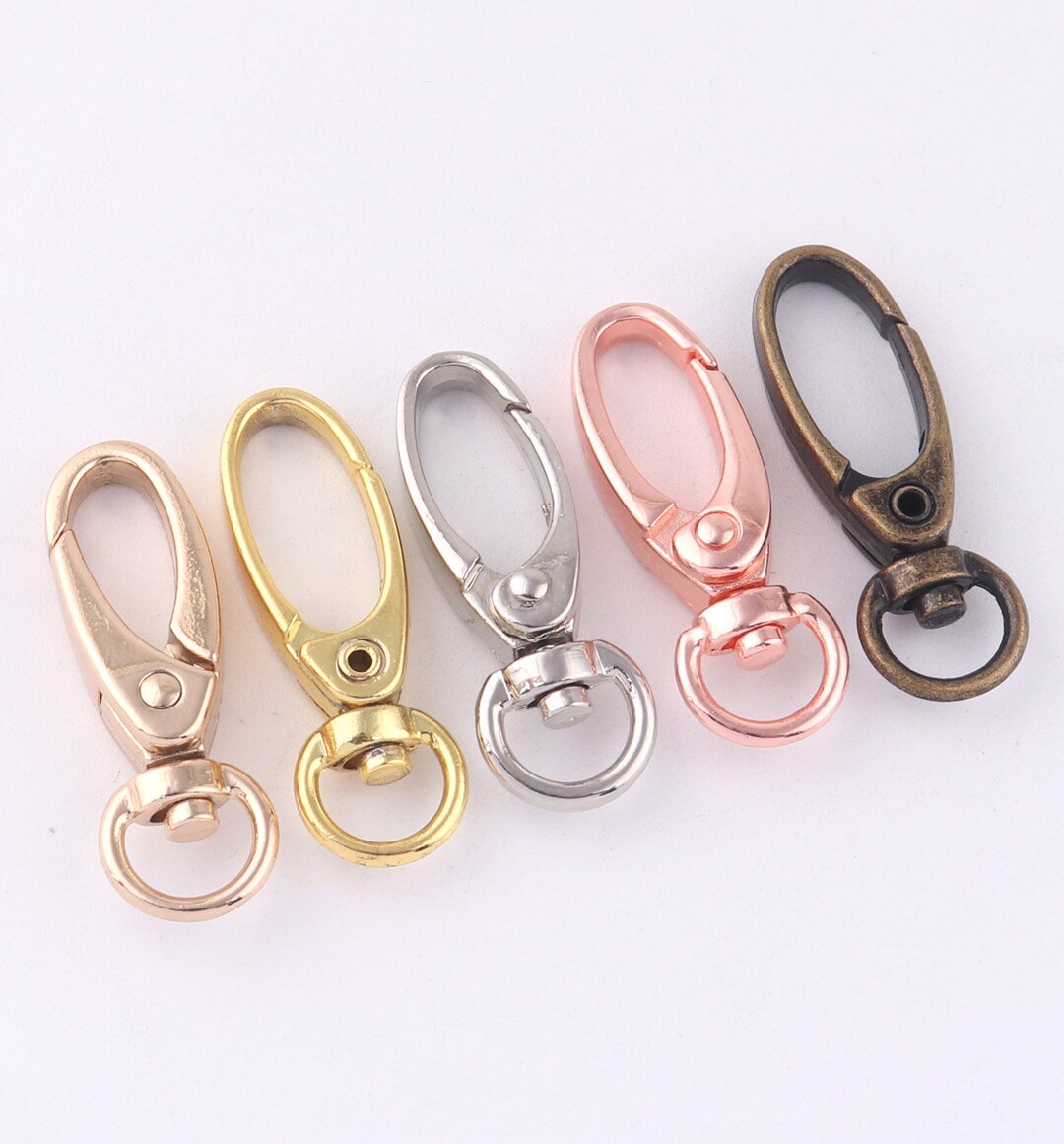 Rose Gold Swivel Clasps Gold Push Gate Hook 9mm Spring Snap Hooks Clasp ...