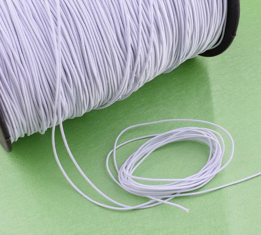 50 Yards White Elastic Cord,1mm 1.5MM 2MM 2.5MM Round Elastic Draw Cord ...