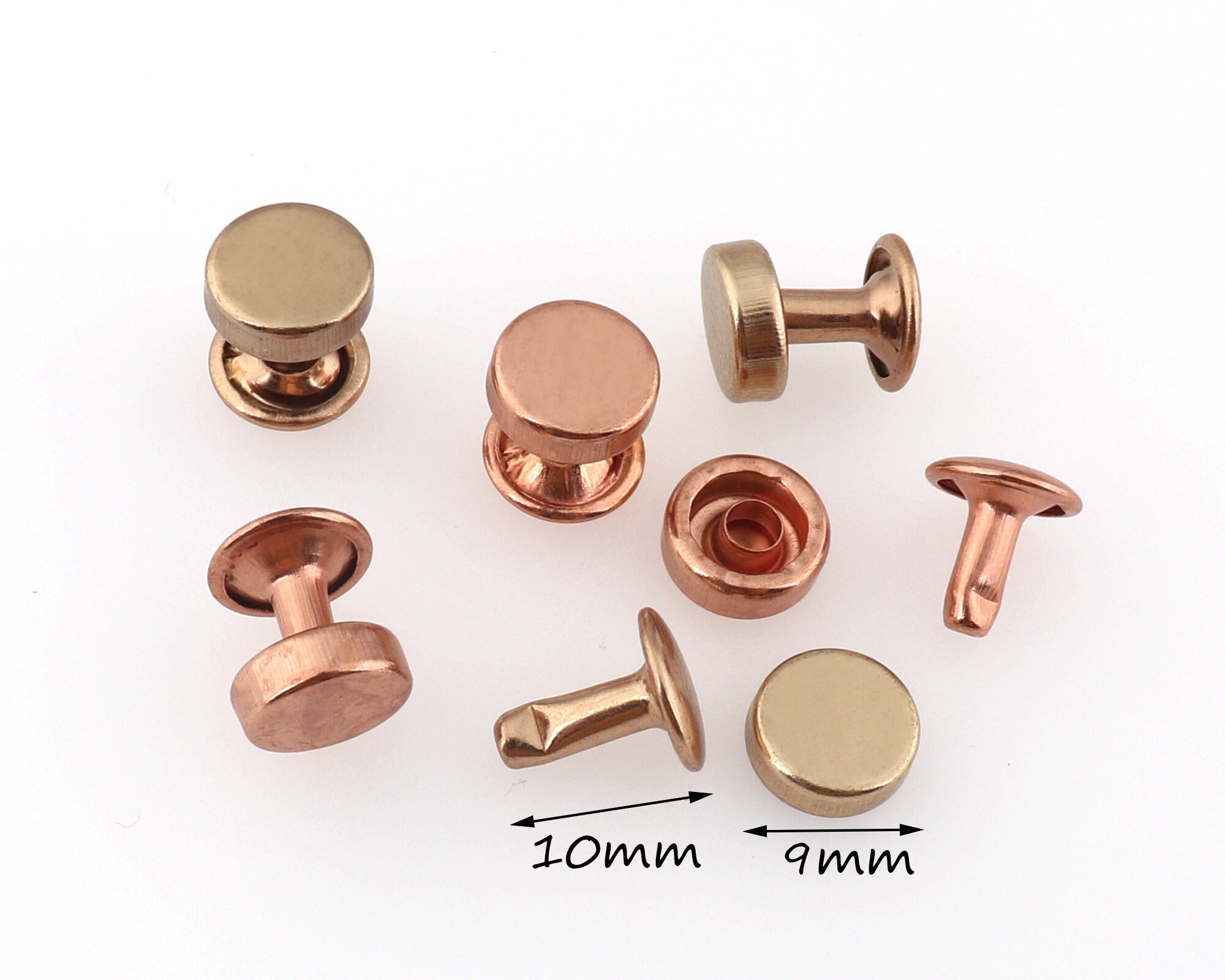 Rose Gold/gold Rivet Studsdouble Cap Round Rivets7mm 8mm 9mm - Etsy