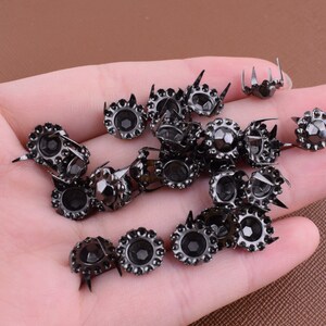 Black Round Prongs Studs Decorative Flower Rivet,10mm Small Claws Rivet ...
